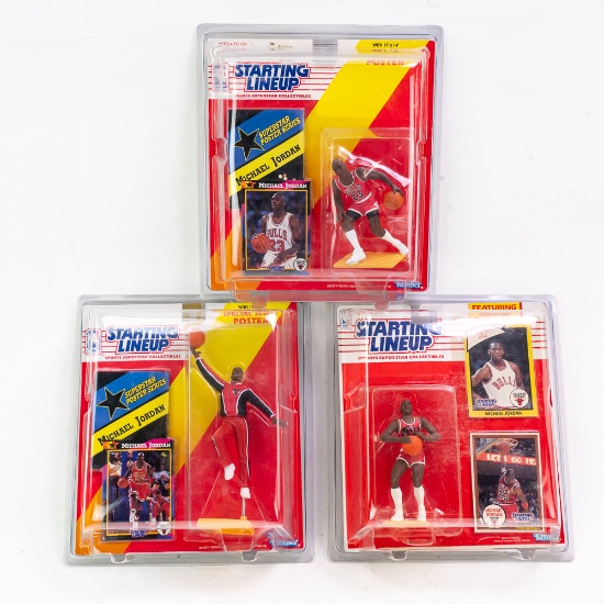 (3) NIB Michael Jordan Starting Lineup Figures | Art, Antiques ...