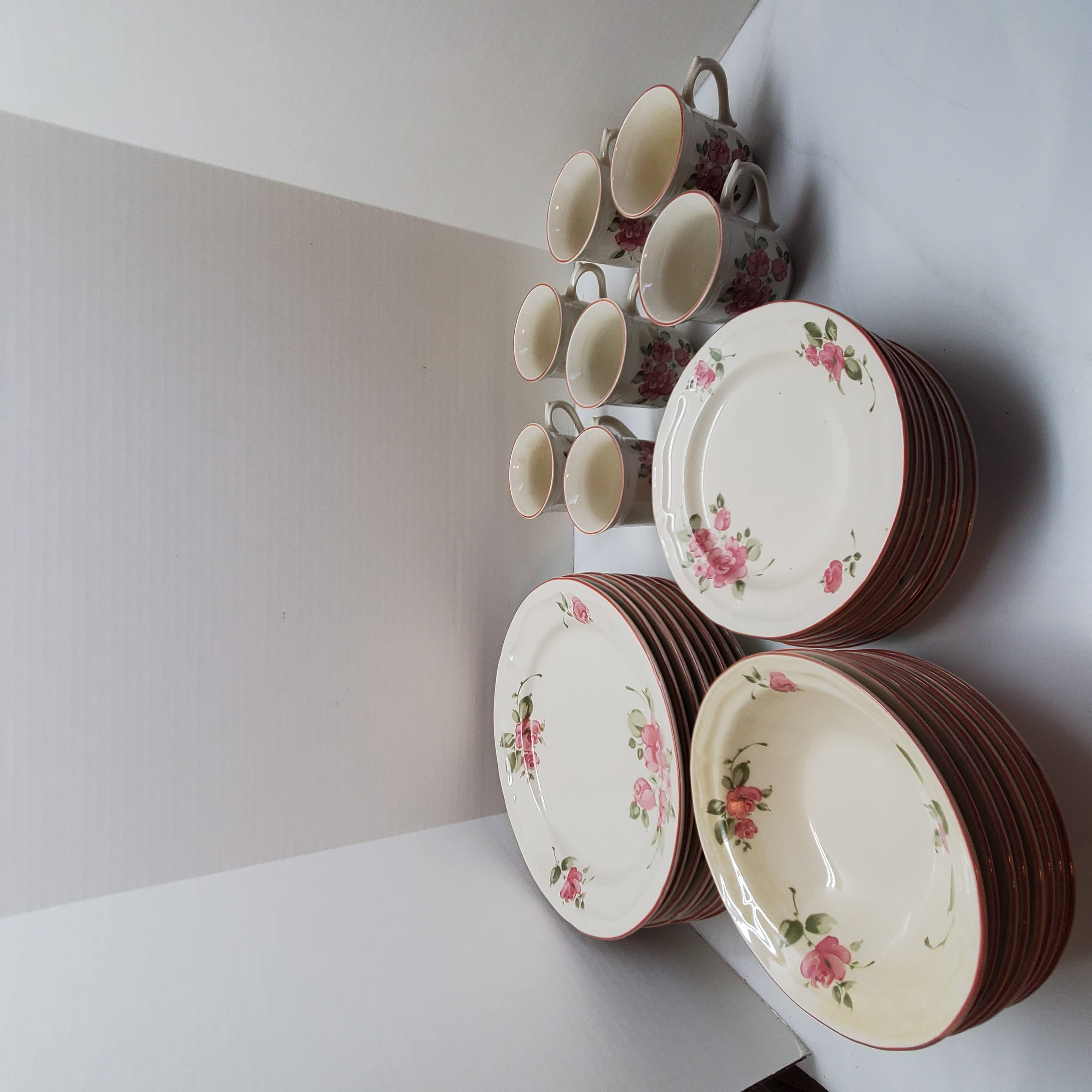 Gibson Dinnerware Set with Pink Flowers 8 Dinner | Proxibid