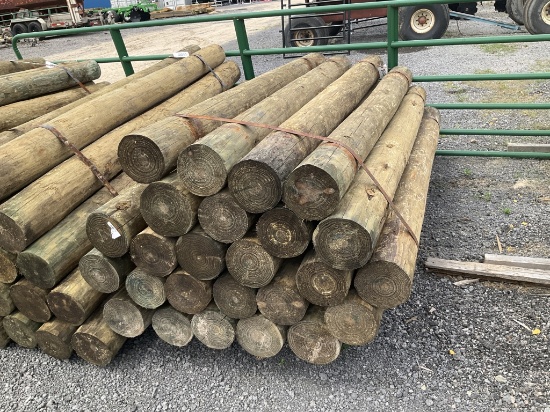(774)BUNDLE OF 25 - 7" X 8' ROUND WOOD POST(A) | Heavy Construction ...