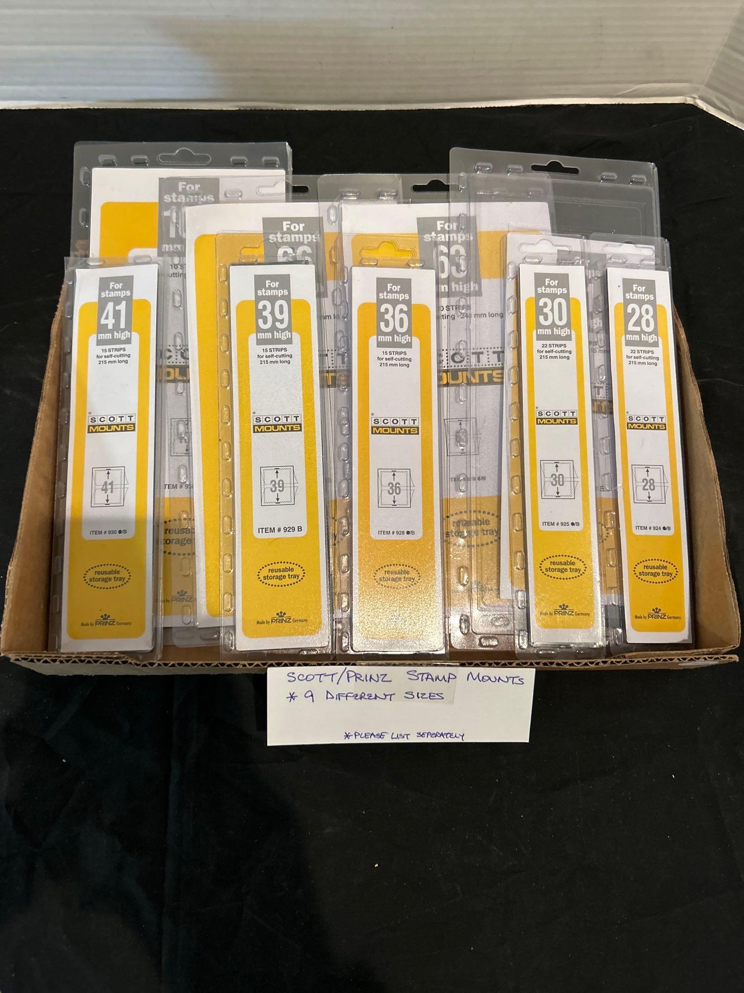 SCOTT/PRINZ STAMP MOUNTS * 9 DIFFERENT SIZES | Proxibid