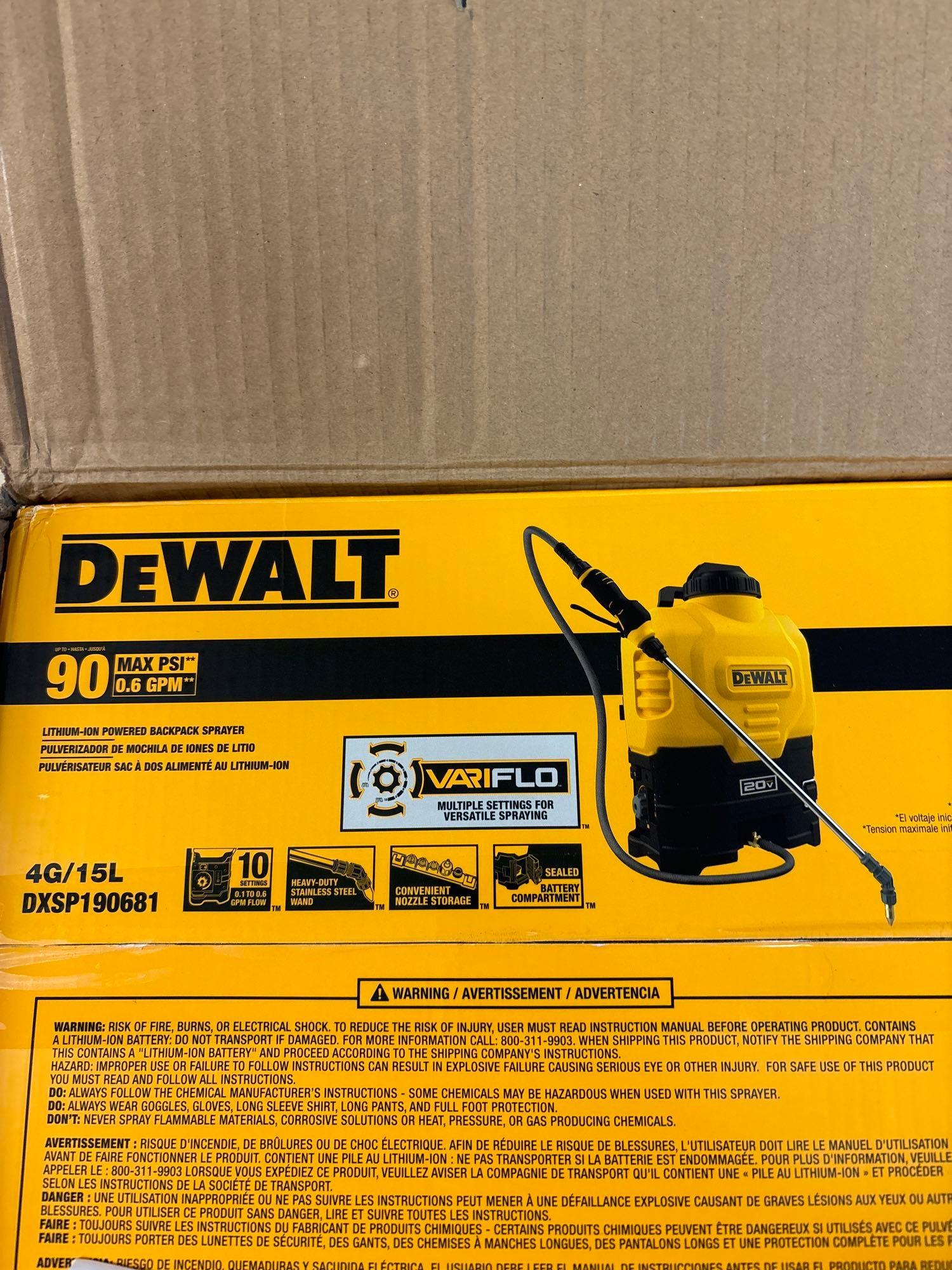Dewalt 4 gallon backpack sprayer New inbox | Proxibid