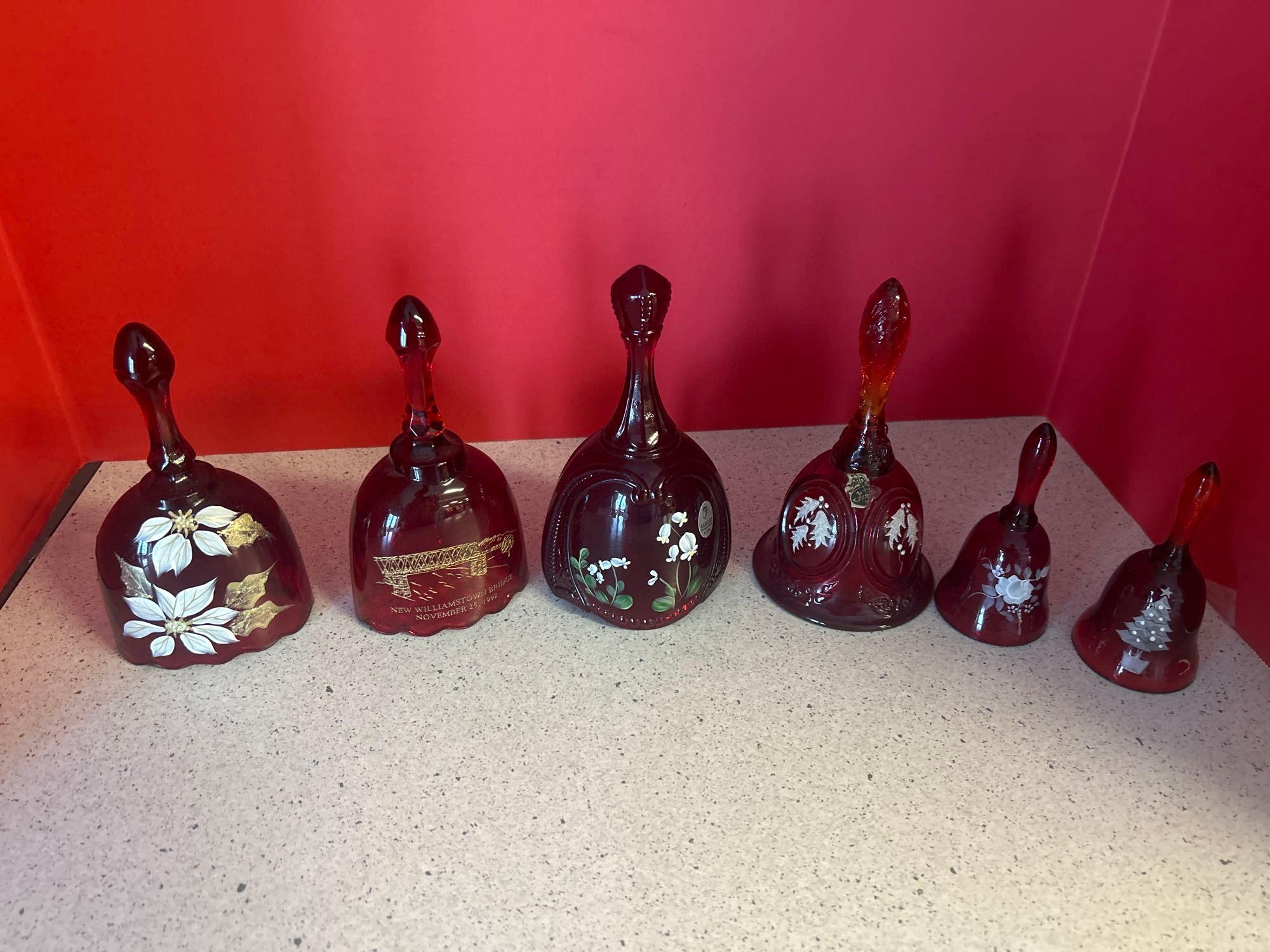 hand painted red Fenton glass bells | Proxibid