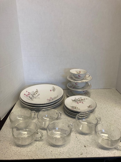 Partial set Royal Duchess china plus clear glass candlewick cups | Art ...