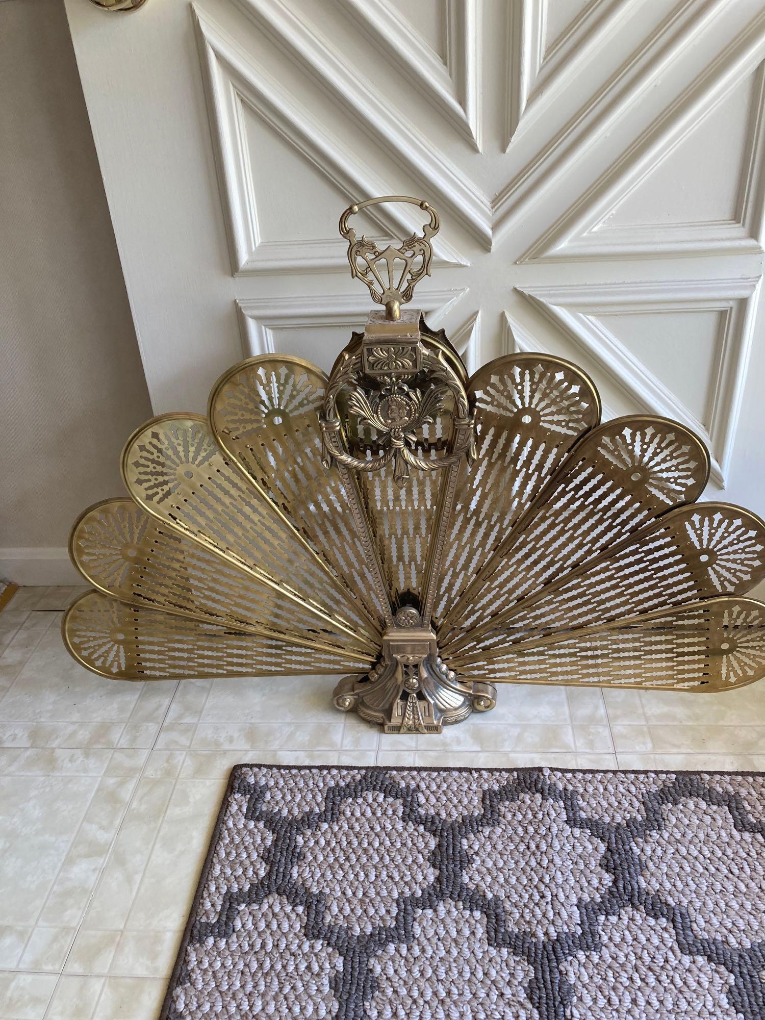 Amazing Vintage peacock brass fireplace fan | Proxibid