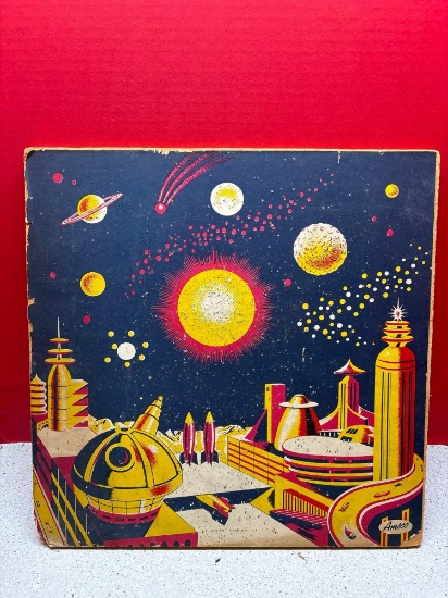 mid-century space panel planets, rockets futuristic city | Estate ...