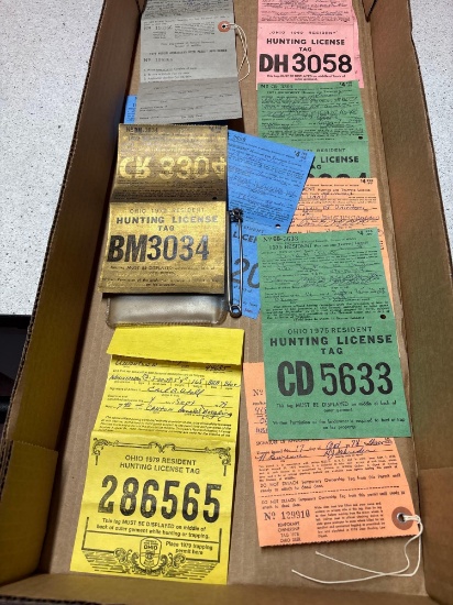 1970s hunting tags. 1 with unused permit | Online Auctions | Proxibid