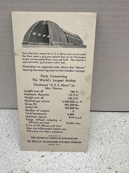 USS Akron scroll and facts card | Online Auctions | Proxibid