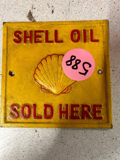cast iron shell oil sold here plaque | Estate & Personal Property ...