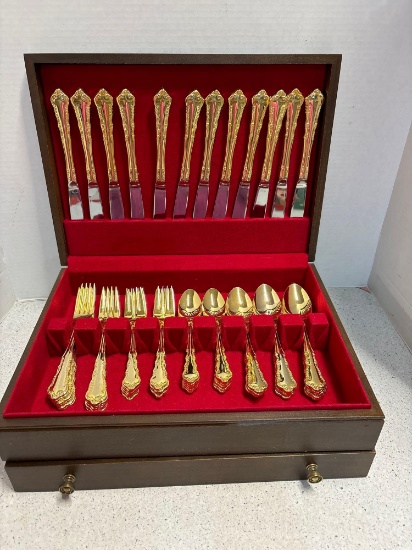 Rogers gold plated silverware set in case | Estate & Personal Property ...