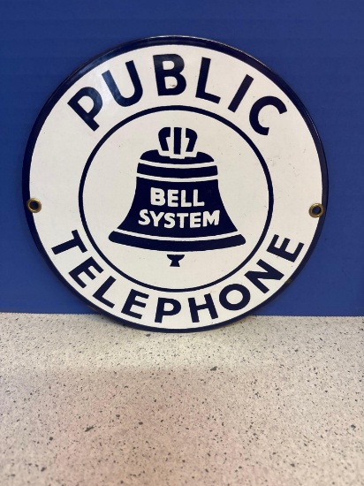 Bell System public telephone round porcelain enamel sign | Estate ...