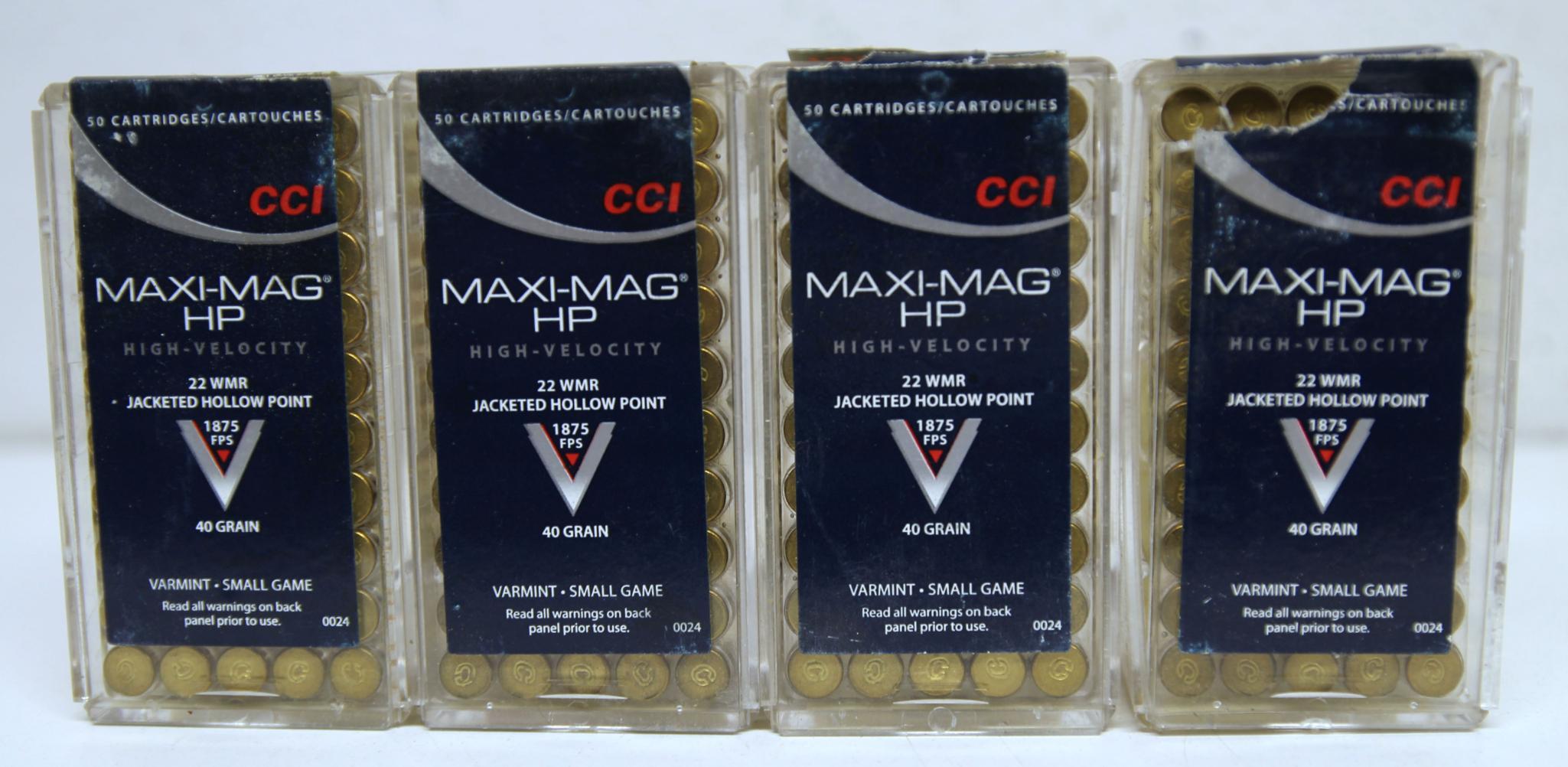 4 Full Boxes CCI Maxi-Mag .22 WMR (.22 Mag.) 40 | Proxibid
