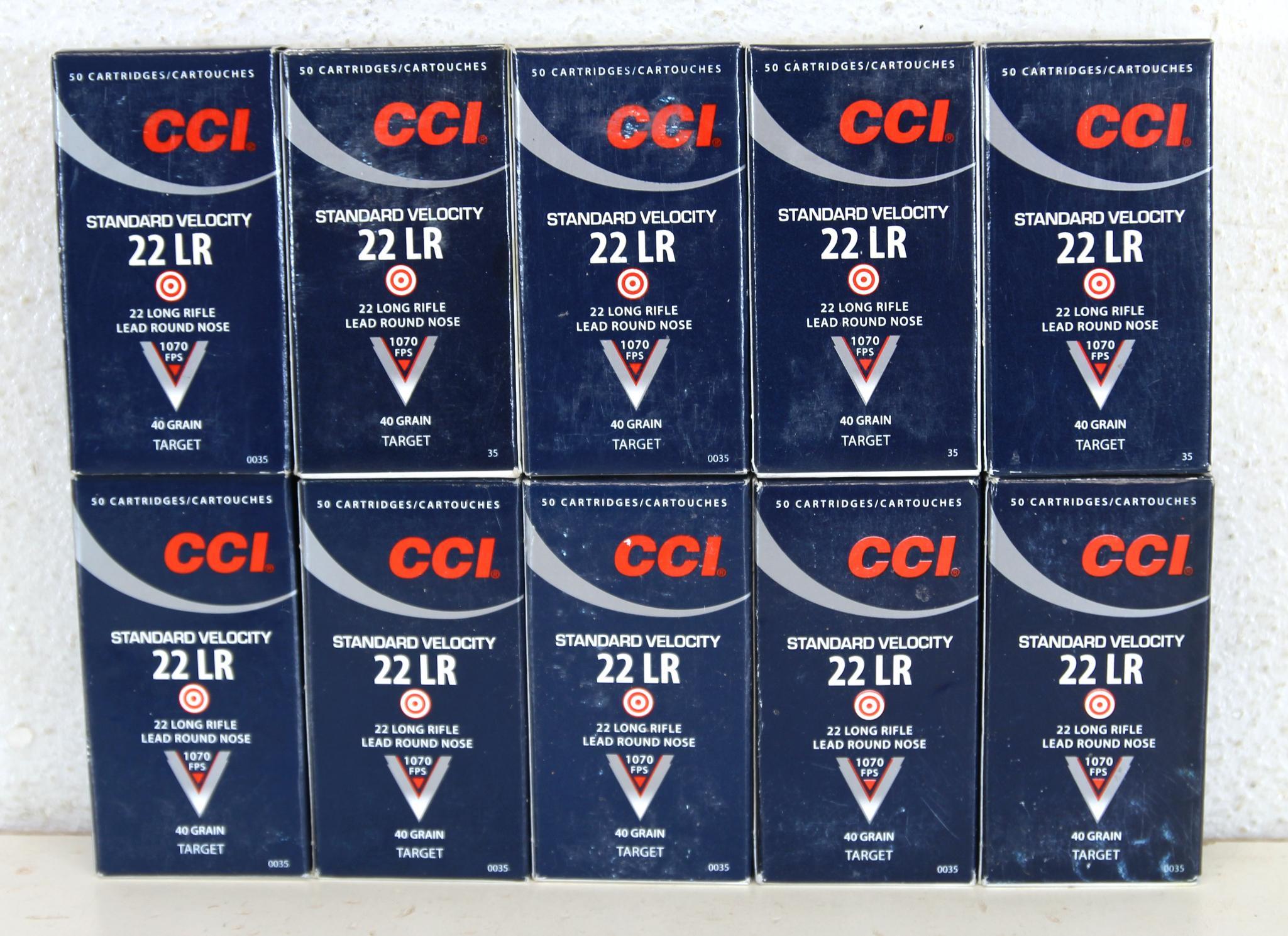 10 Full Boxes (500 Rds) CCI .22 LR Standard | Proxibid