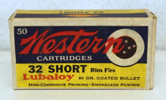 Full Vintage Western Target Box .32 Short Rimfire Cartridges Ammunition ...
