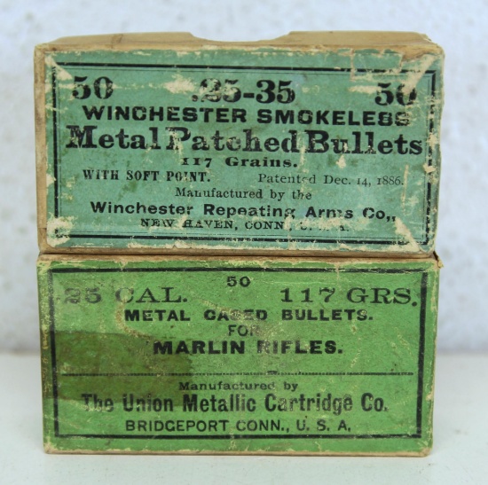 Full Sealed Vintage Two Piece Box Winchester .25-35 117 gr. SP Bullets ...