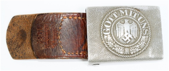 WWII German Heer Aluminum Belt Buckle with Leather Tab | Guns ...