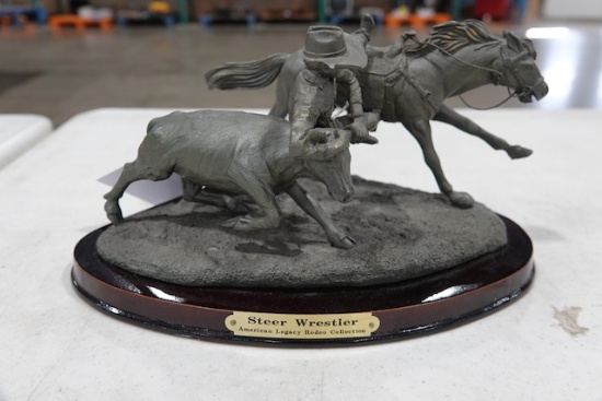 STEER WRESTLER AMERICAN LEGACY RODEO COLLECTION PEWTER SCULPTURE | Art ...