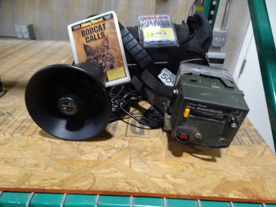 TOCO BAG W/JOHNNY STEWART BIRD & ANIMAL CALLER W/SOME ANIMAL CALL TAPES ...