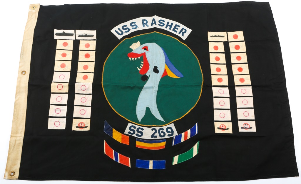 WWII US NAVY USS RASHER SUBMARINE BATTLE FLAG | Proxibid