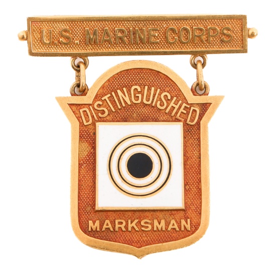 1954 USMC DISTINGUISHED MARKSMAN BADGE IN 18K GOLD | Guns & Military ...