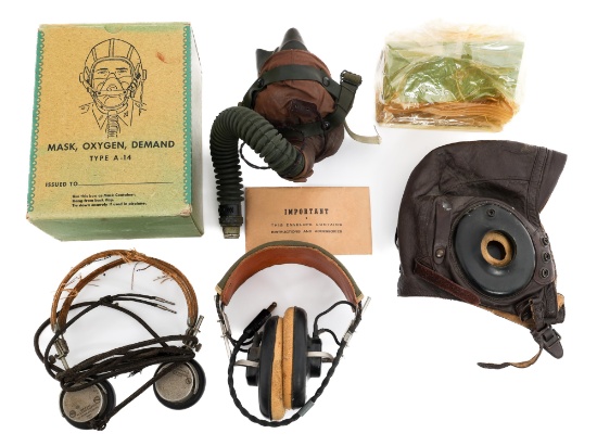 WWII USAAF TYPE A-14 MASK, A-11 HELMET & HEADSETS | Guns & Military ...