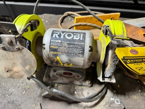 Ryobi 6" Bench Grinder, 1/2" Arbor, Model BG612G3B | Heavy Construction ...