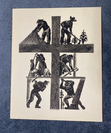 Woodblock Print - Fritz Eichenberg - The Labor Cross | Art, Antiques ...