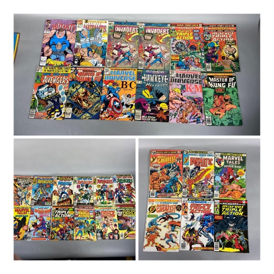30 Vintage Marvel Comic Books including, The Invaders, The Avengers ...