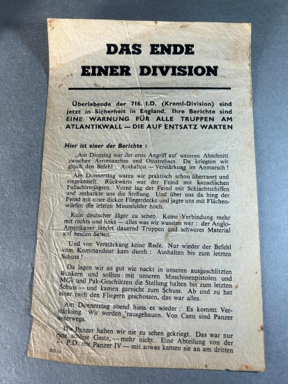 WWII Allied Propaganda Leaflet Dropped on German troops after D-Day re ... WWII Allied Propaganda Leaflet Dropped on German troops after D-Day re ...