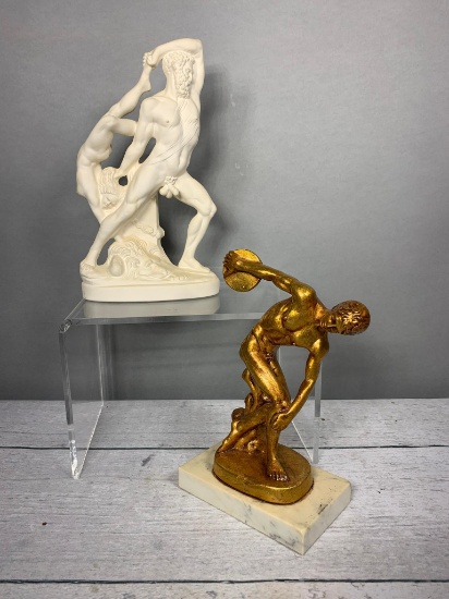 Vintage White Ceramic Man Figure Statue and a Resin Discus Thrower ...