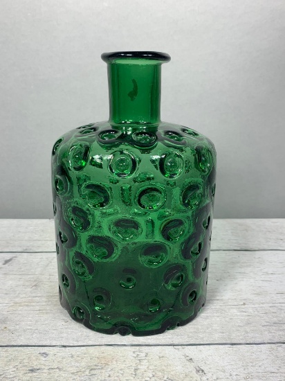 Vintage Emerald Green Italian Glass Dimpled Bottle | Art, Antiques ...