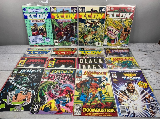 A Group of Sixteen Vintage DC Comics ICON and Marvel Comics Deathlok ...
