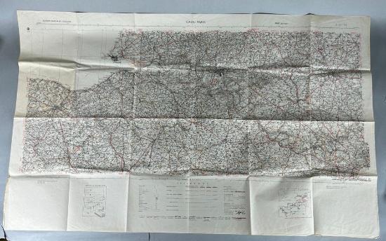 WWII 1941 British - U.S. Military Road Map of Caen - Paris | Guns ...