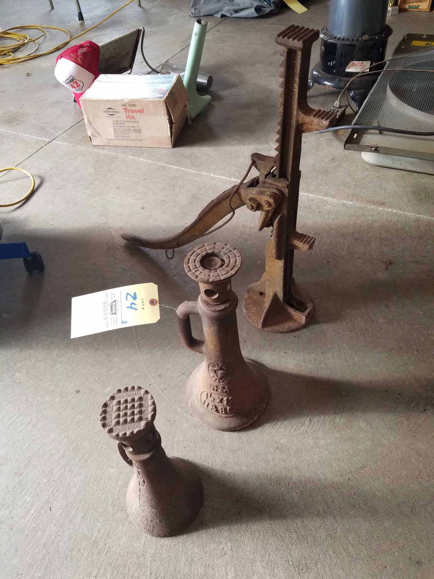 Simplex, vulcan screw jacks, antique toe jack | Proxibid