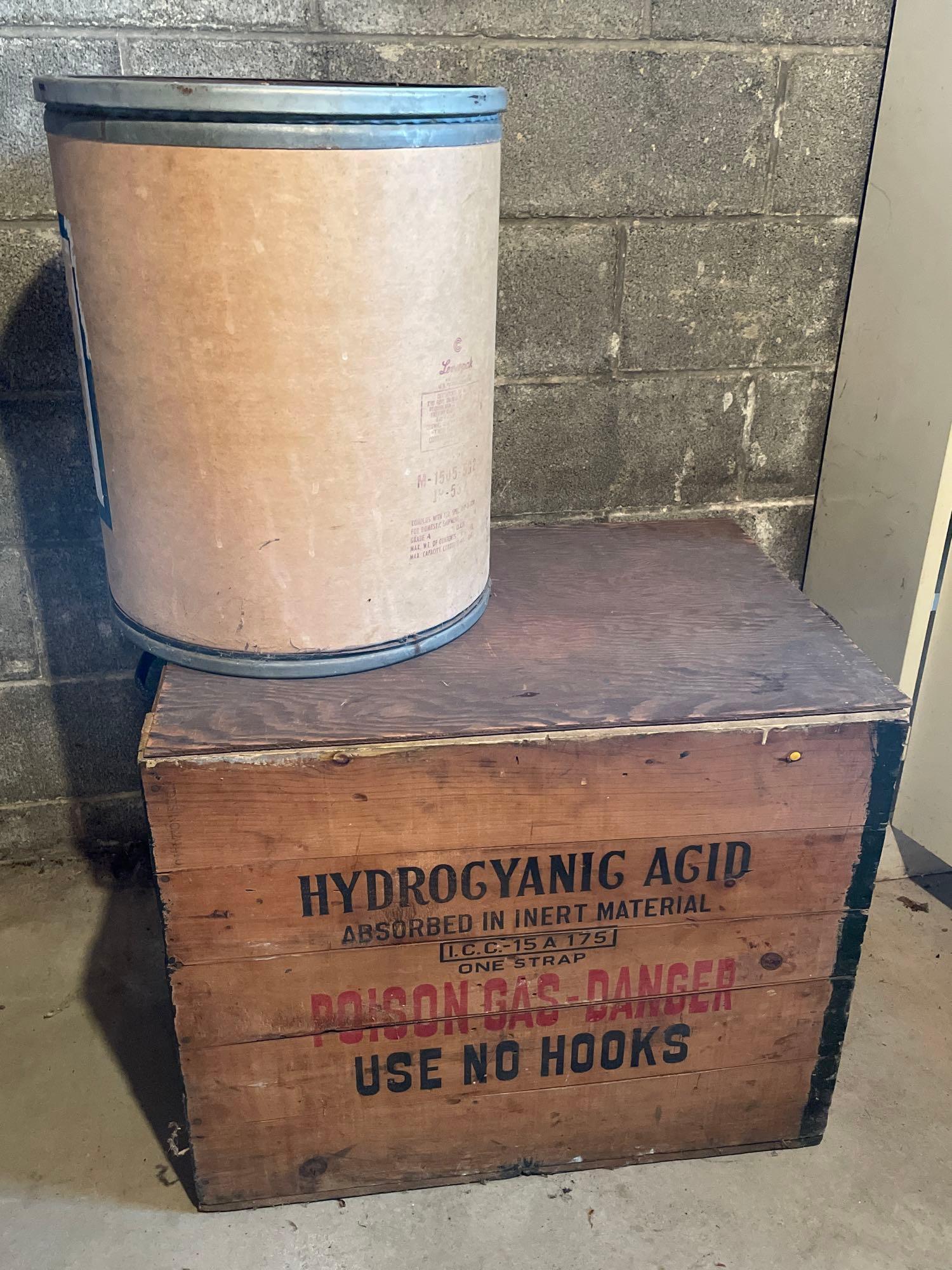Hydrogyanic acid lift too crate, empty barrel | Proxibid