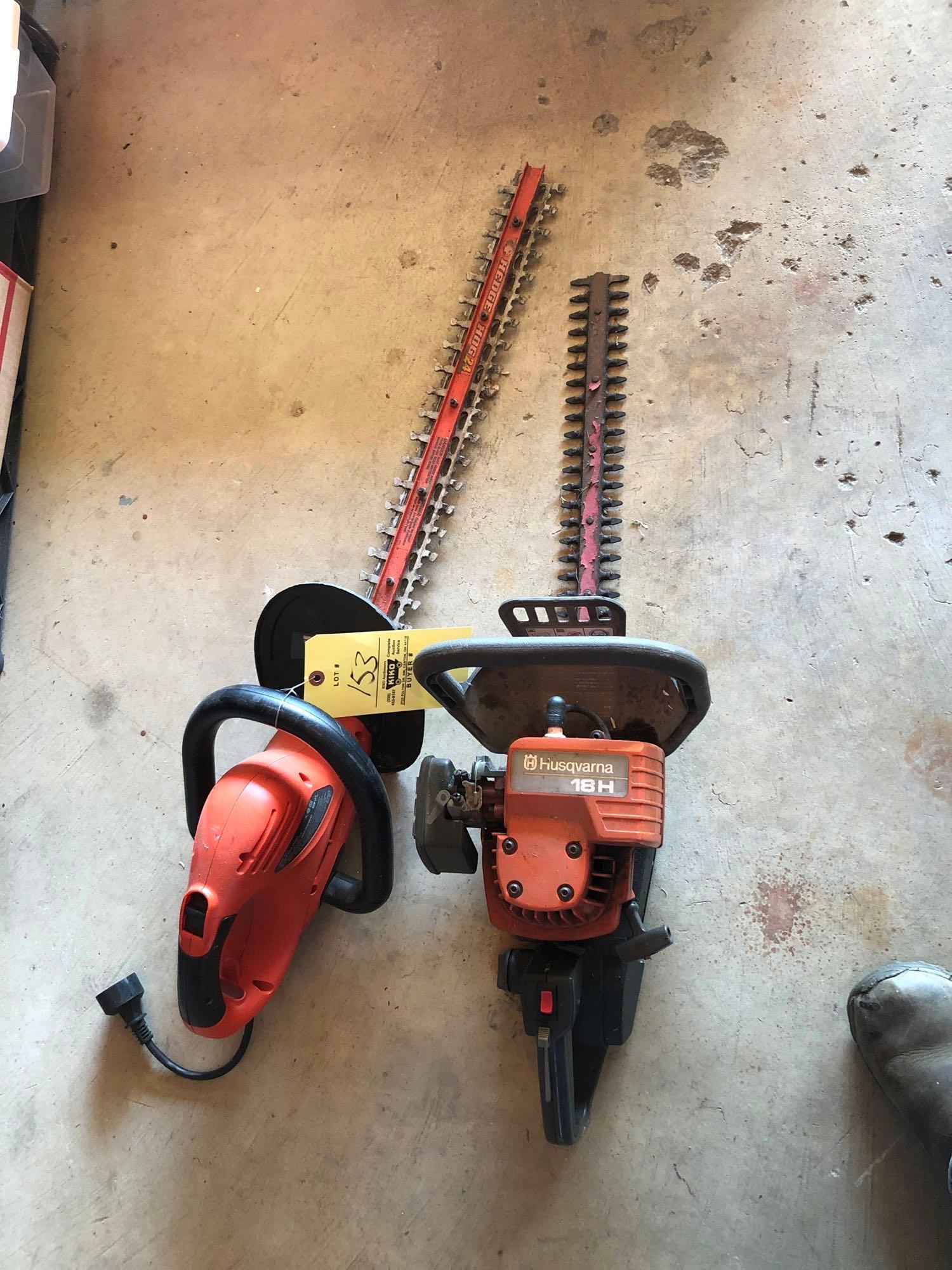 electric hedge trimmer and Husqvarna 18h gas Proxibid