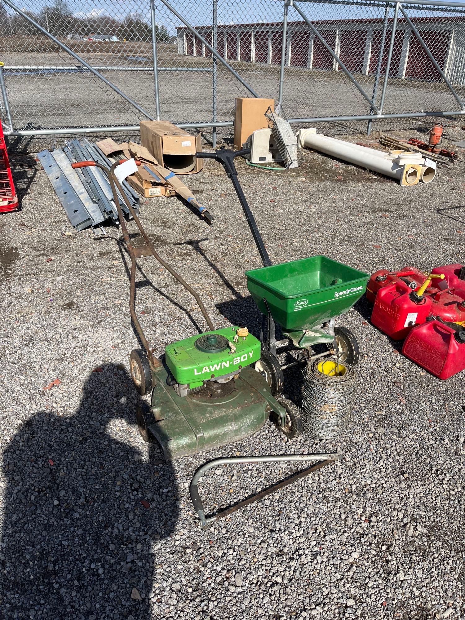 lawn boy mower, spreader barbed wire saw | Proxibid
