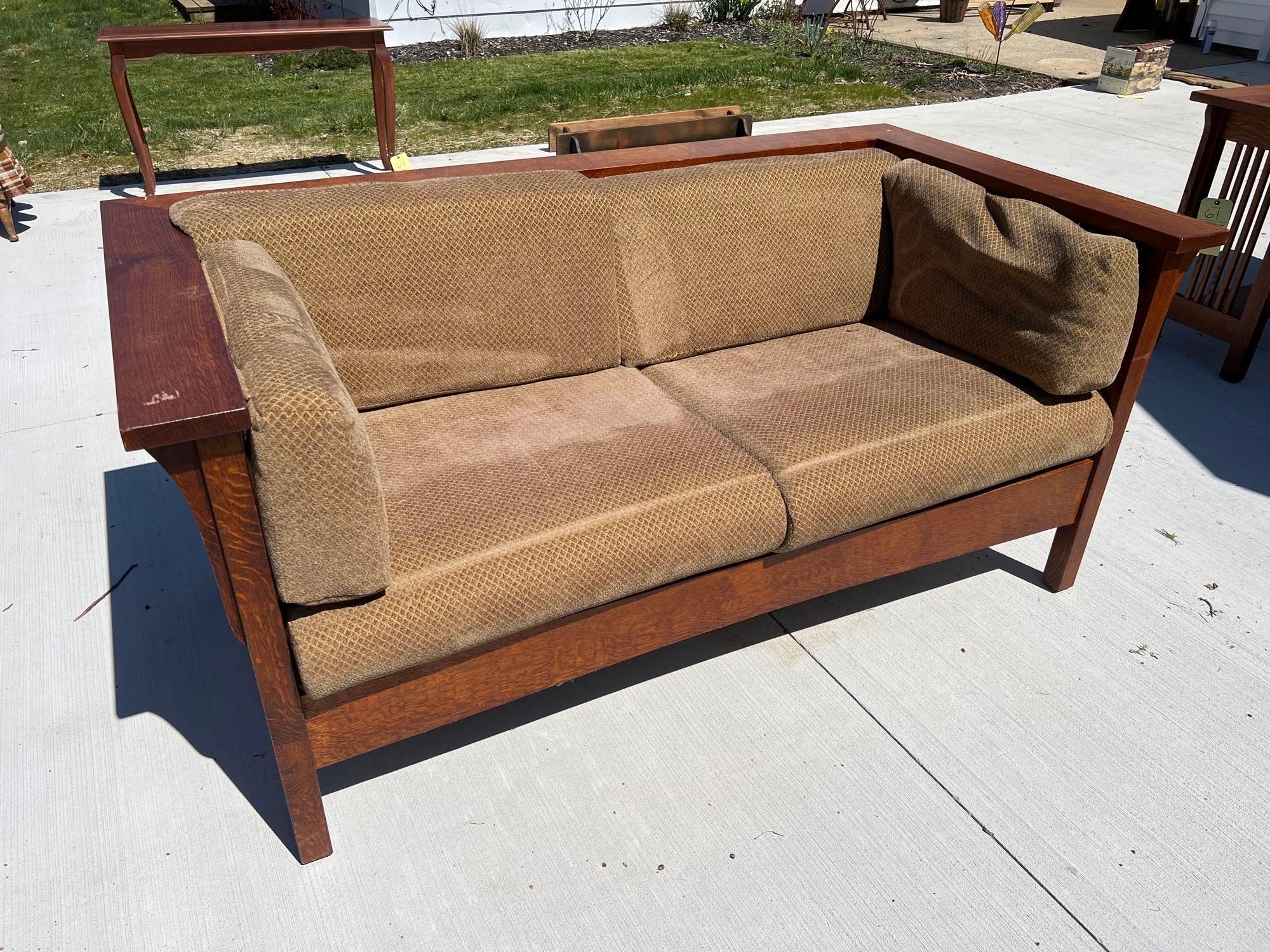 Solid Oak Framed Sofa | Proxibid