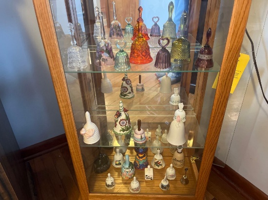 bell collection on bottom 3 shelves | Online Auctions | Proxibid
