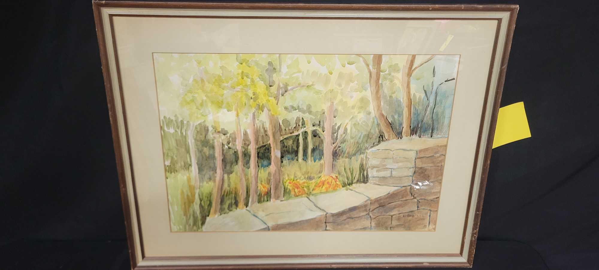 Framed Ida L Brurker watercolor of a landscape | Proxibid