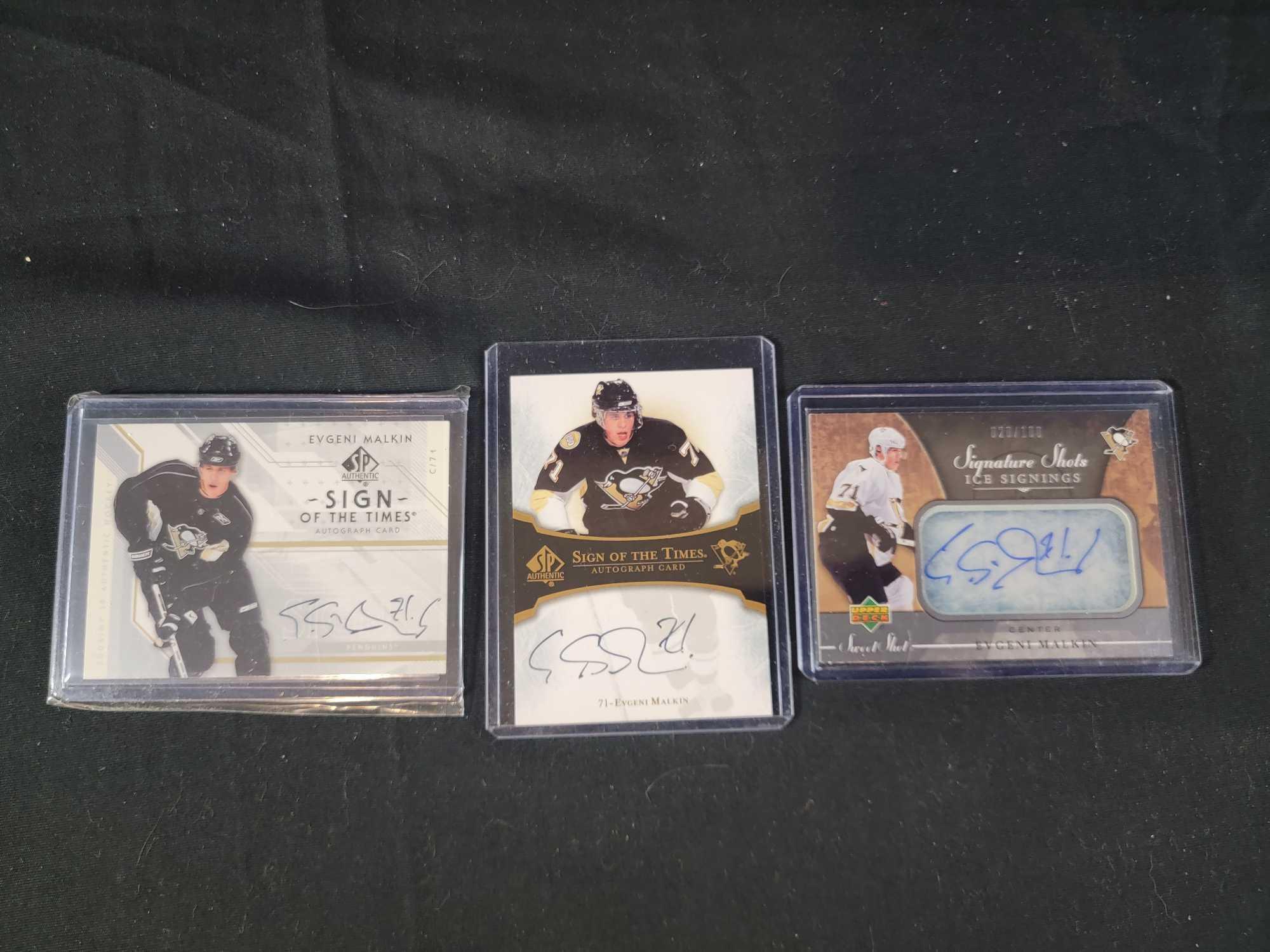 3 Evgeni Malkin Geno Auto Signed Hockey Cards | Proxibid