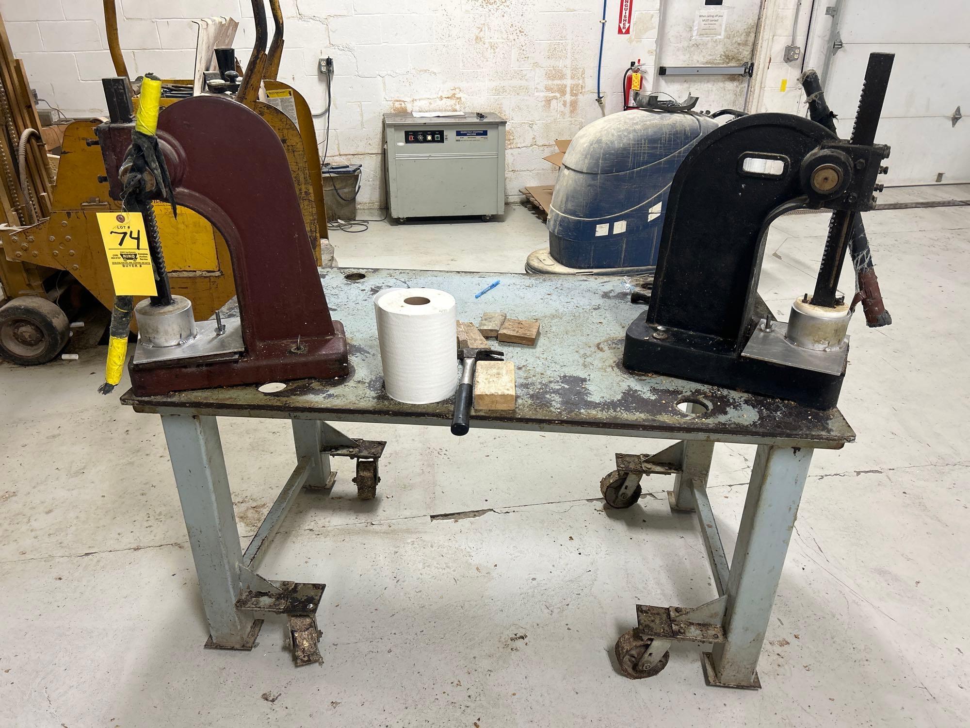 5ft x 3ft Steel work bench on wheels w/ 2 No. 3 | Proxibid