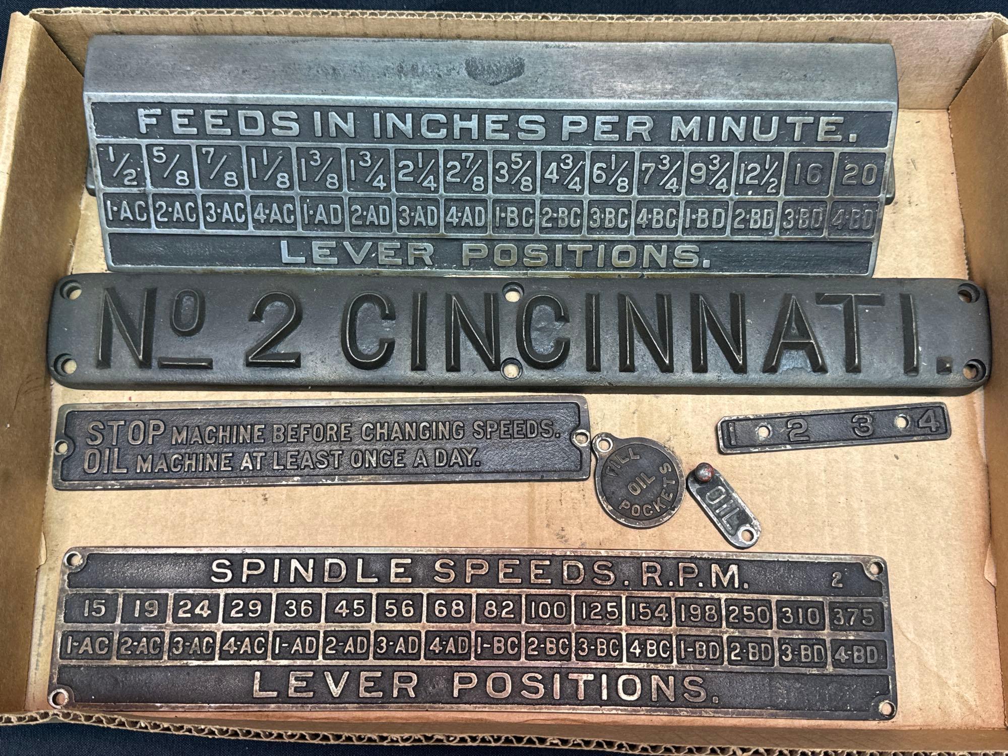 Early Machine Lathe Name Plates No. 2 Cincinnati | Proxibid