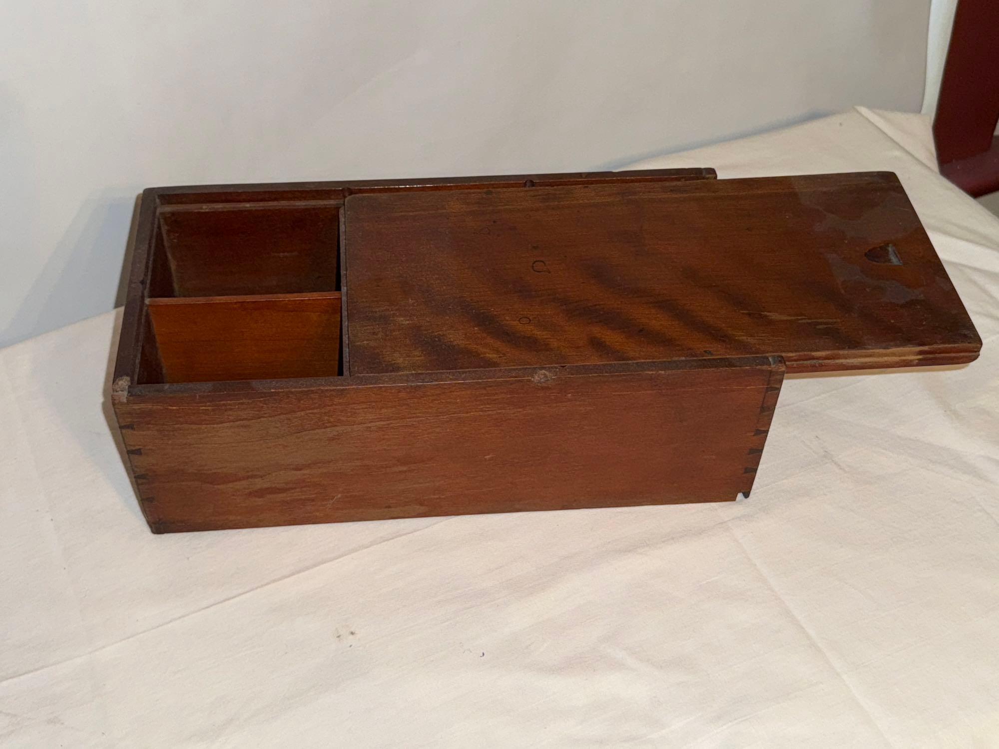 Dovetailed 1800's circa divided wood box w/ | Proxibid