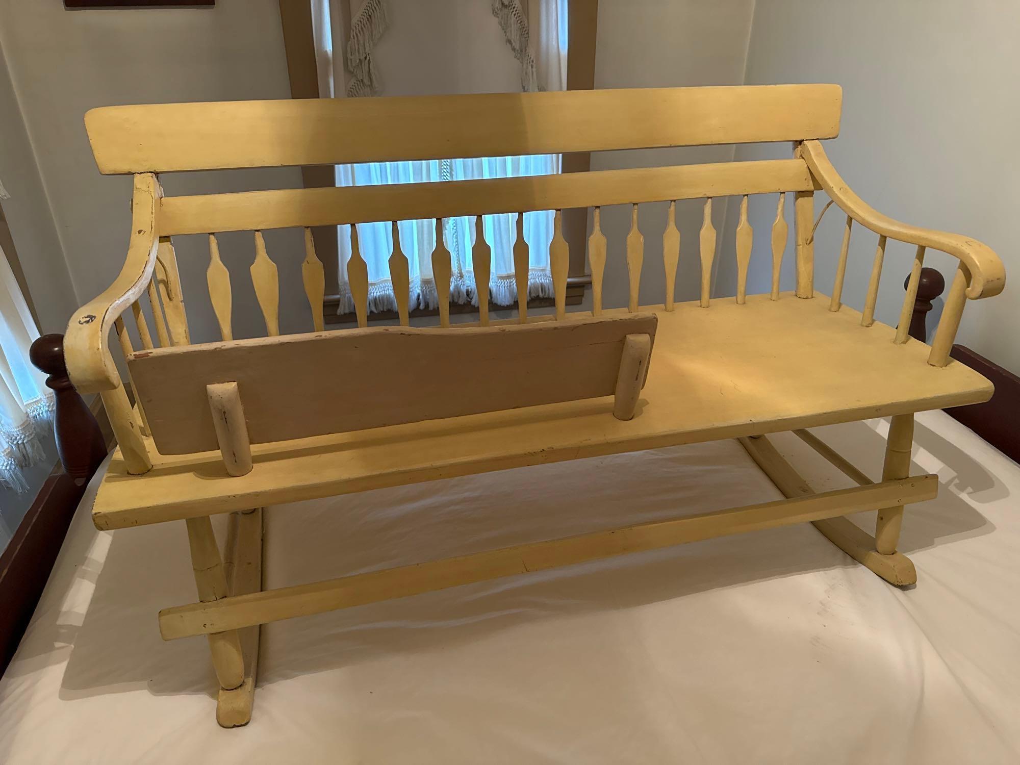 Arrowback mammy's bench rocker, 50" long. | Proxibid