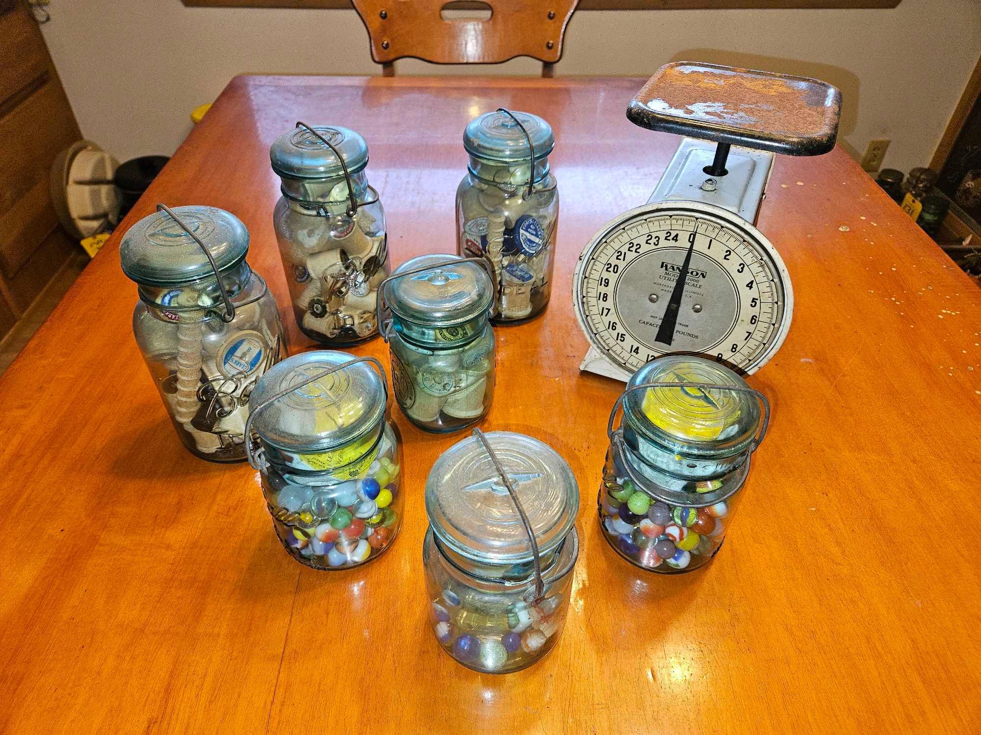 Vintage Marbles, Spools, Ball Jars and Scale | Proxibid