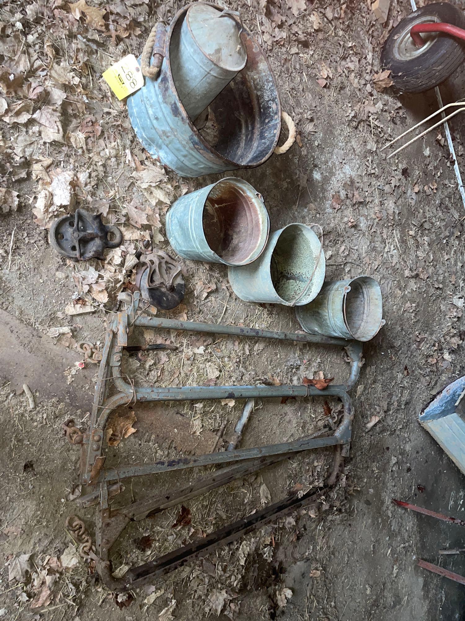 Galvanized Buckets, Pulleys, 2 Man Saw | Proxibid