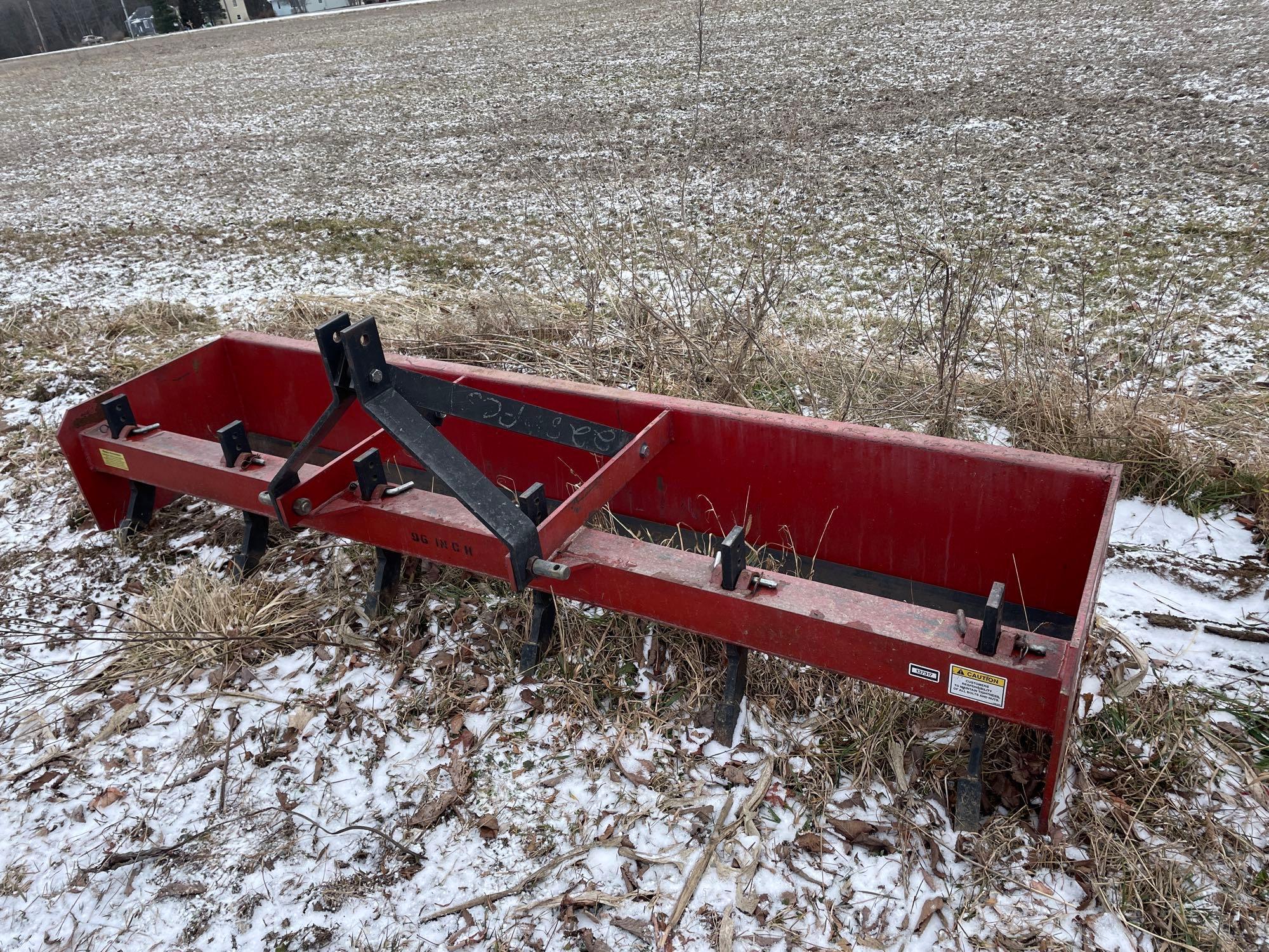 Lowery 3pt 96in box blade with scarfire | Proxibid