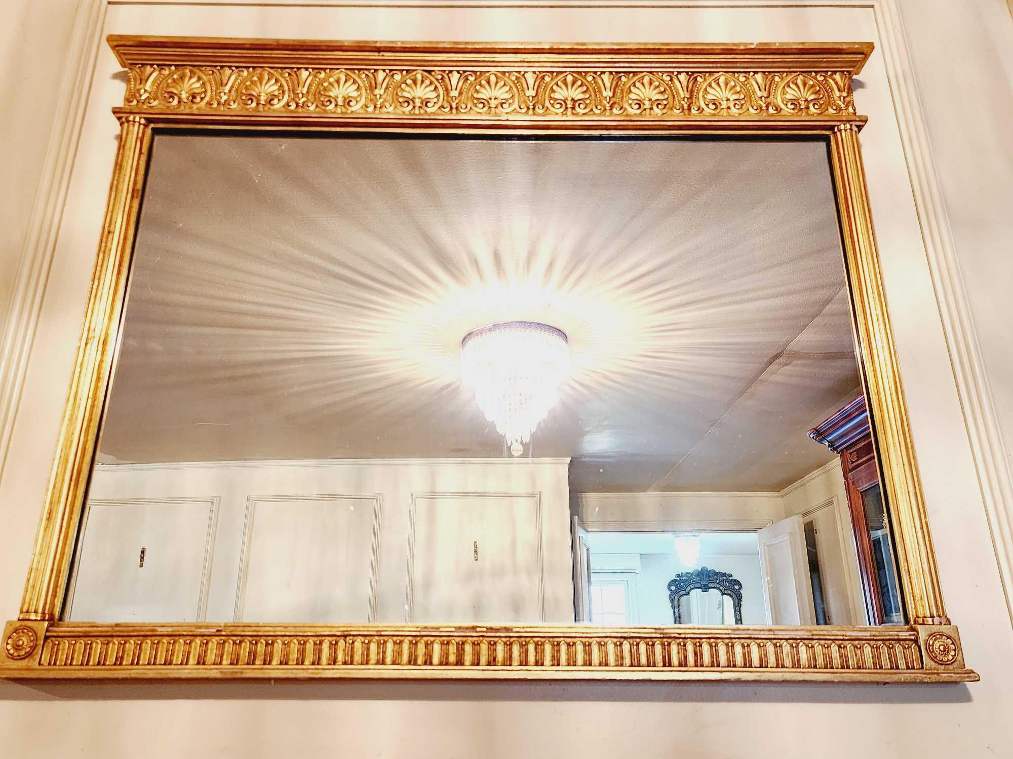 Ornate antique mirror: columns & frieze design | Proxibid