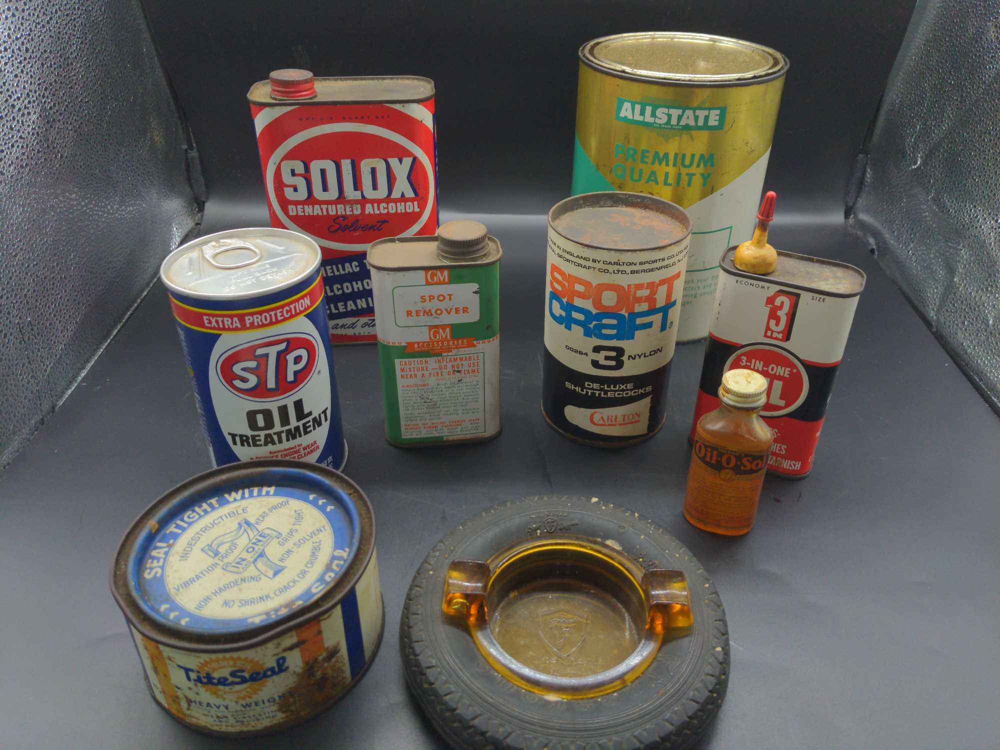 Vintage Firestone Rubber Tire Ashtray oil can lot | Proxibid