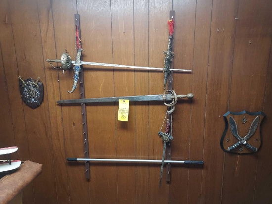 Vintage Swords, Knives, Sword Decor, & Wall Mounted Peg Display ...